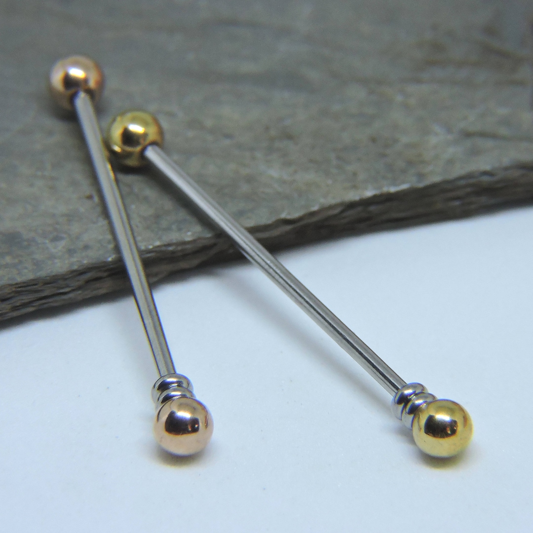 Industrial Barbell Double Pierced Earring Surgical Steel Barbell 16G or ...