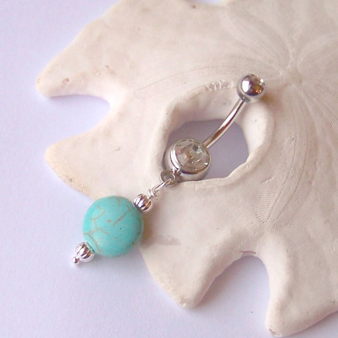 Belly Button Ring Belly Button Jewelry Turquoise Magnesite Gemstone ...