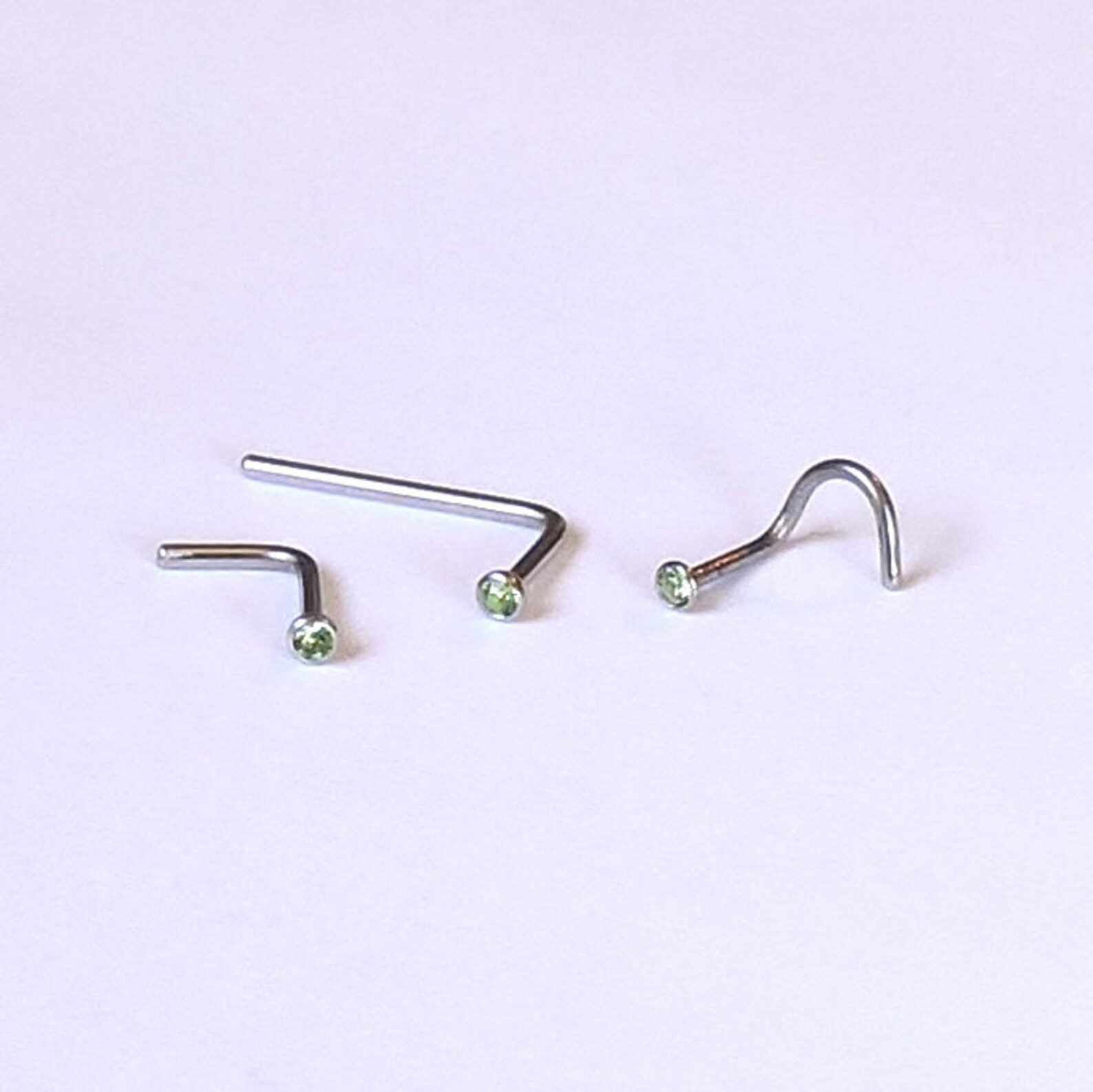 Nose Ring Simple BLUE Crystal Nose Screw L-shaped Nose Pin 20 or 18 ...