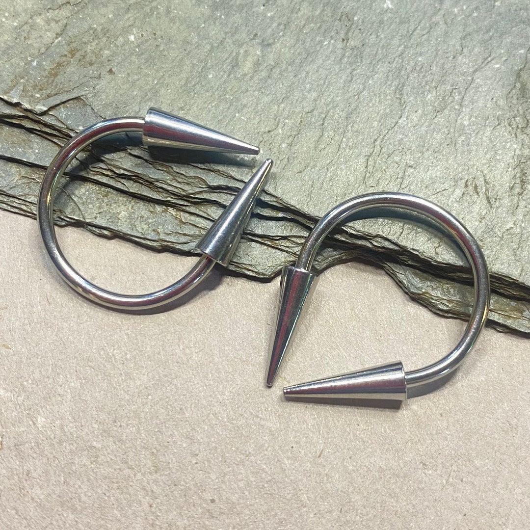 Nipple Rings in SILVER SET of 2 16G 14G 12G 10G Beaded Horseshoe ...