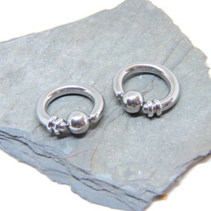 Nipple Rings SET of 2 - Simple Plain Bead Captive Ring - CBR 16G to 6G ...