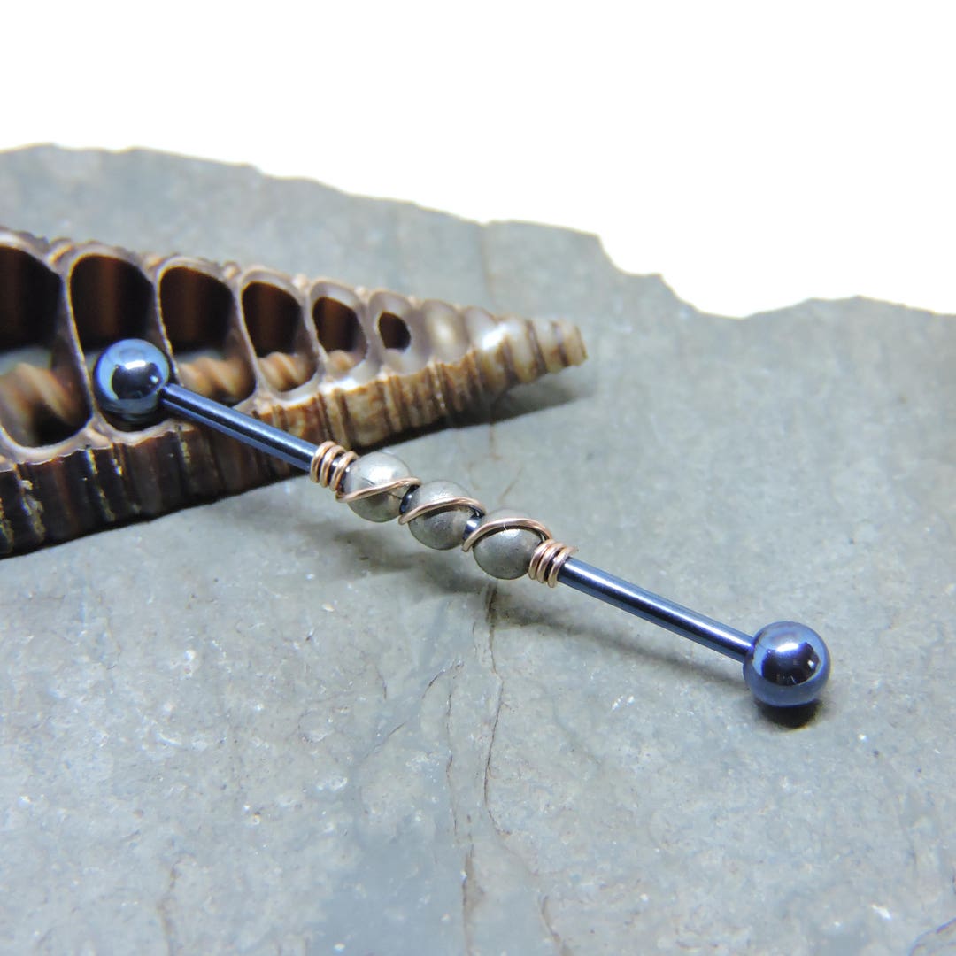 Industrial Barbell Blue Scaffold Piercing 14G 1 1/2 Ear Bar Sterling ...