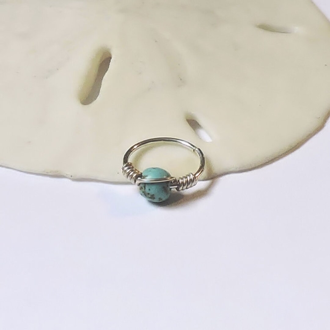 Cartilage Ring 20G or 18G 8mm 5/16" - 10mm 3/8" Turquoise Magnesite ...