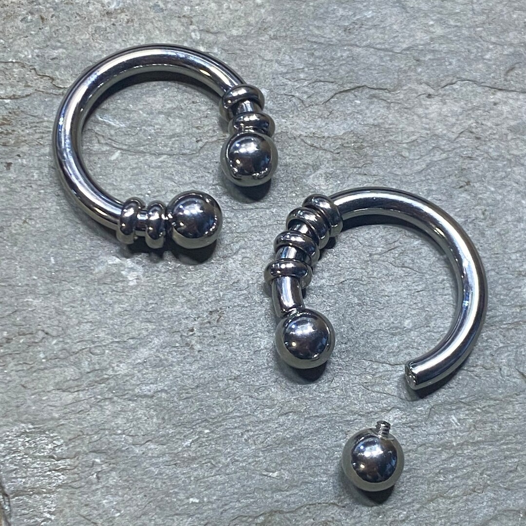 Horseshoe Nipple Rings - Beaded Hoops 8G 1/2" 9/16" 5/8” Any Piercing ...