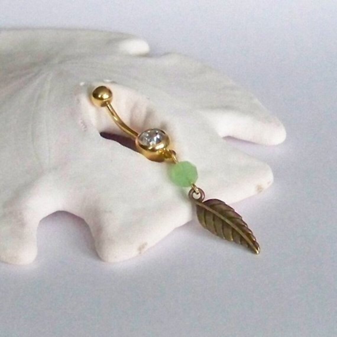 Gold Belly Button Ring Belly Button Jewelry Gold Leaf | Etsy