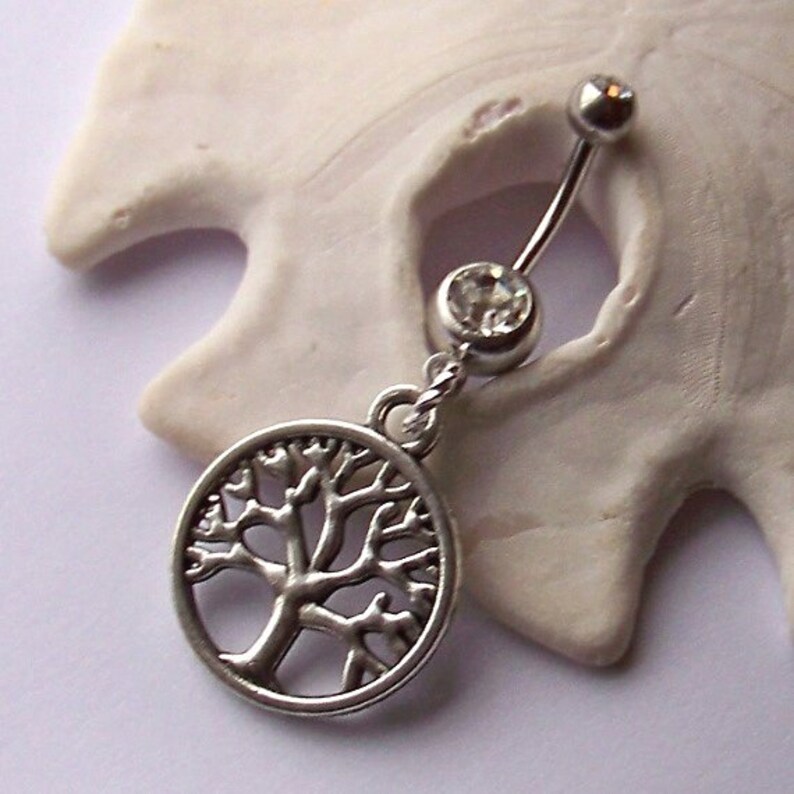 Tree of Life Charm Belly Button Ring Belly Button Jewelry - Etsy