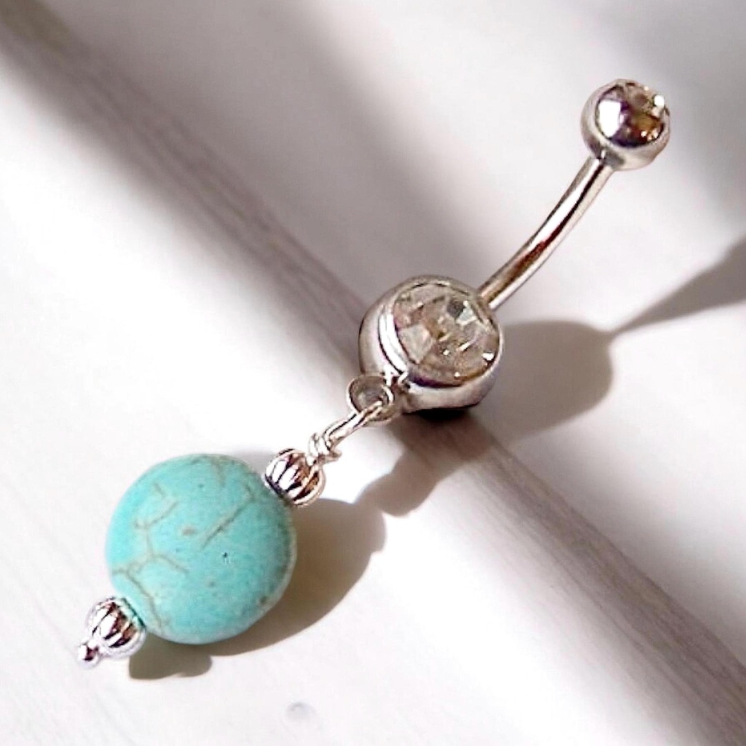 Belly Button Ring Belly Button Jewelry Turquoise Magnesite Gemstone ...