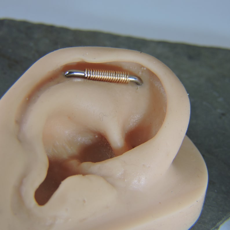 Upper Ear Staple Barbell Wire Wrapped 14G Ear Jewelry - Etsy