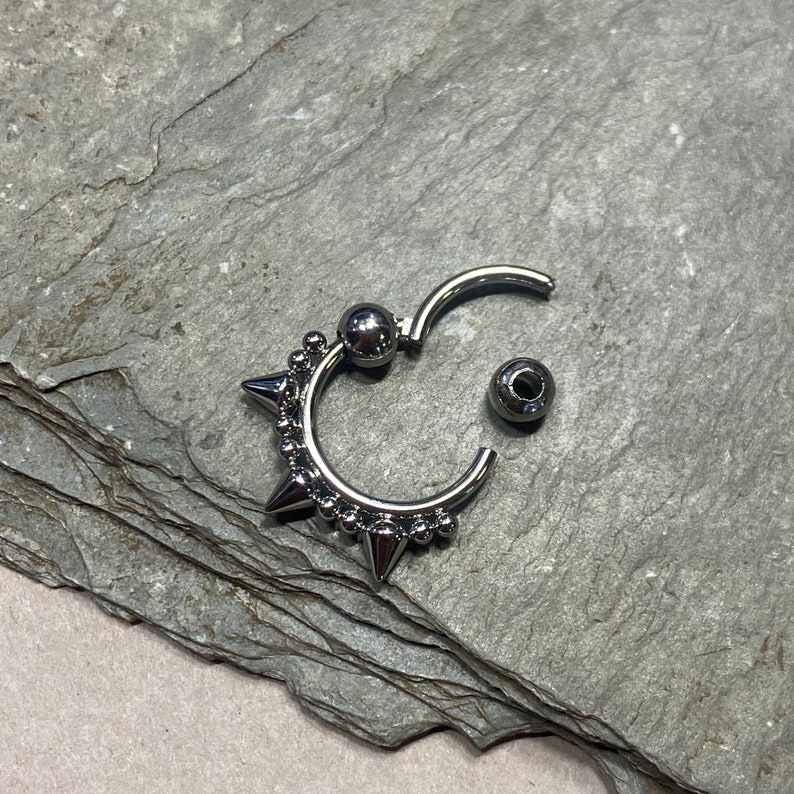 Septum Clicker Nose Ring 16G 3/8” Spiked Daith Hinged Hoop - Etsy