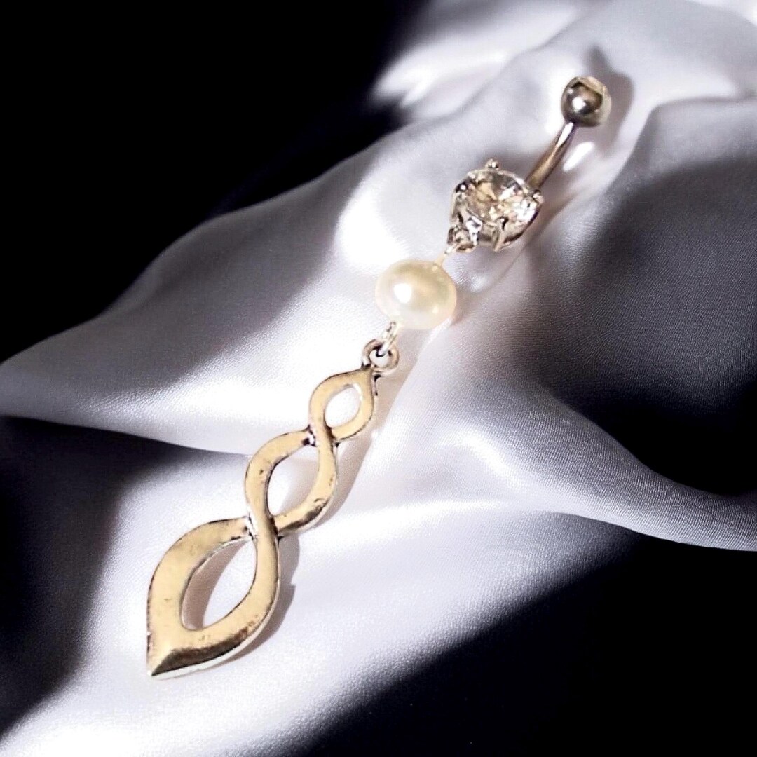 Belly Button Ring - Belly Button Jewelry - Pearl Belly Ring - Infinity ...