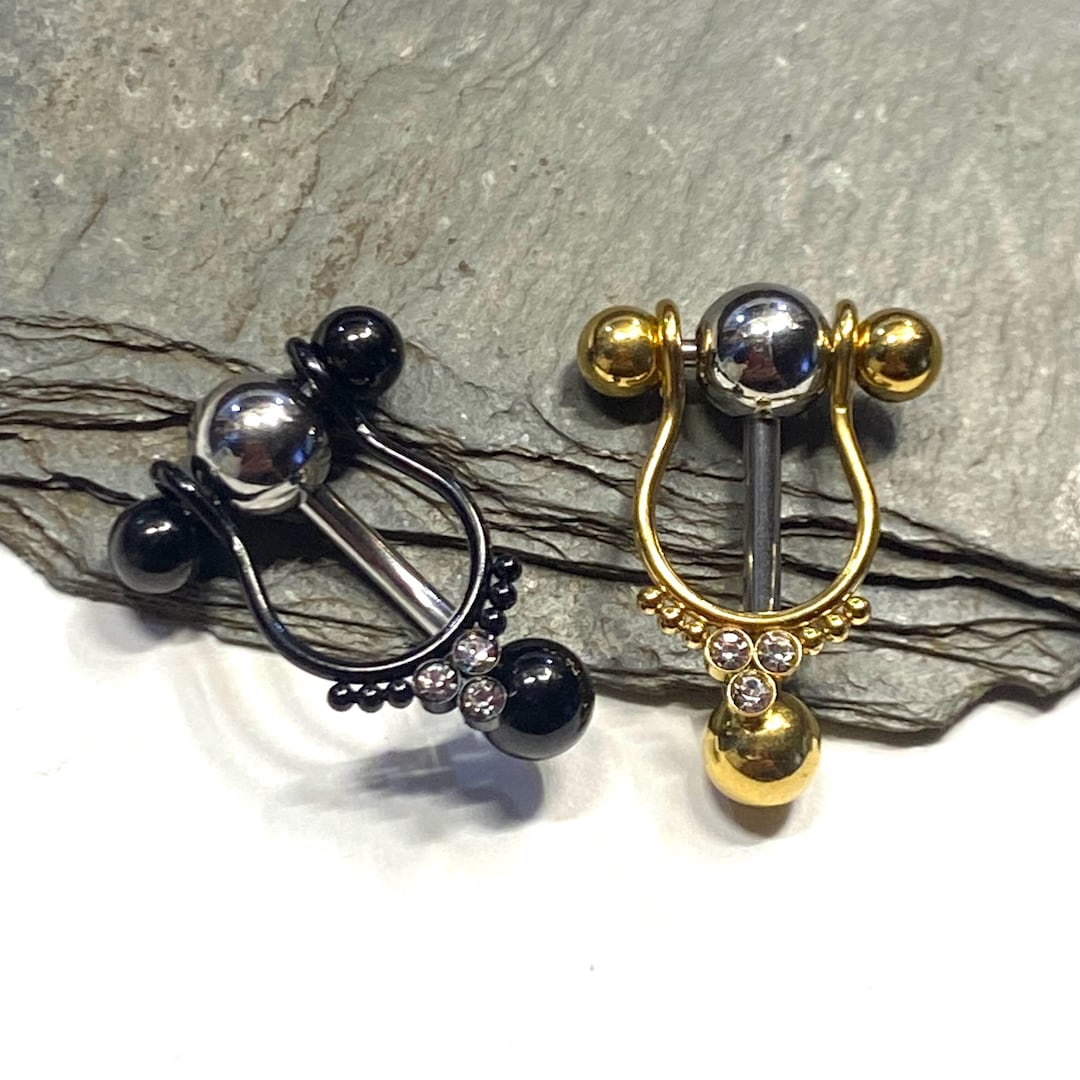 Triple CZ Triangle Vertical Hood Piercing Barbell 14G 12G 10G VCH ...