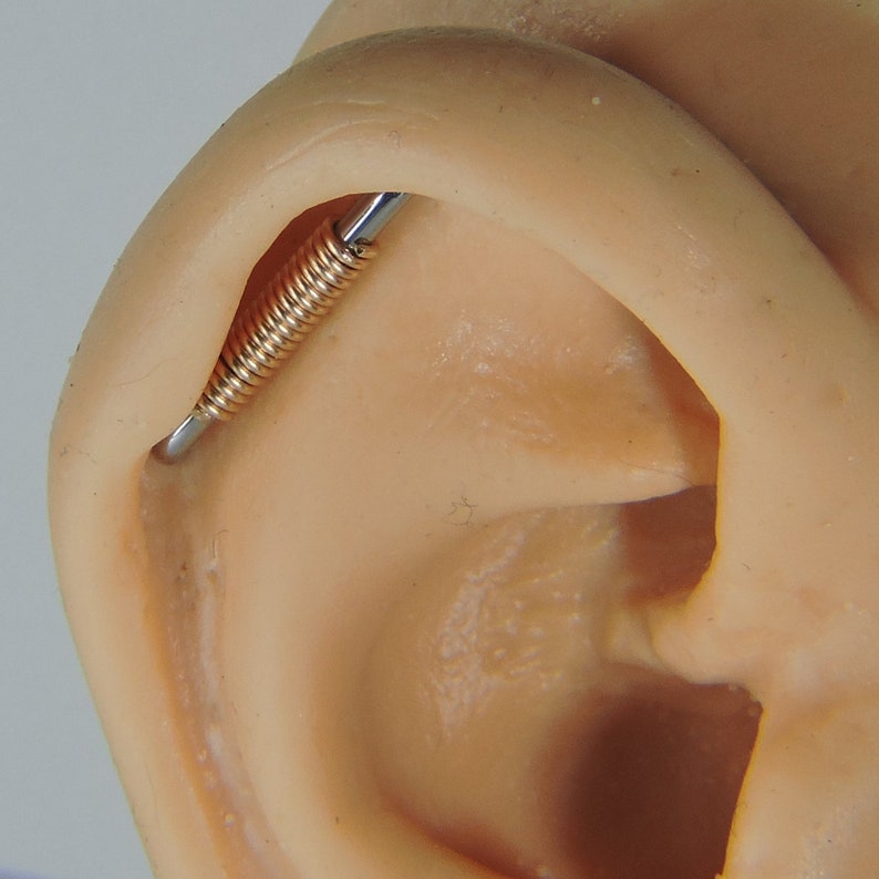 Upper Ear Staple Barbell Wire Wrapped 14G Ear Jewelry - Etsy