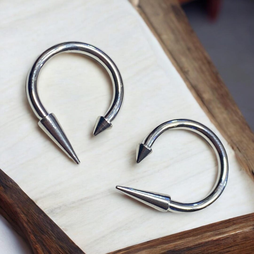 Multi Offset Spikes Nipple Rings SET of 2 16G 14G 12G 10G 8G Beaded ...