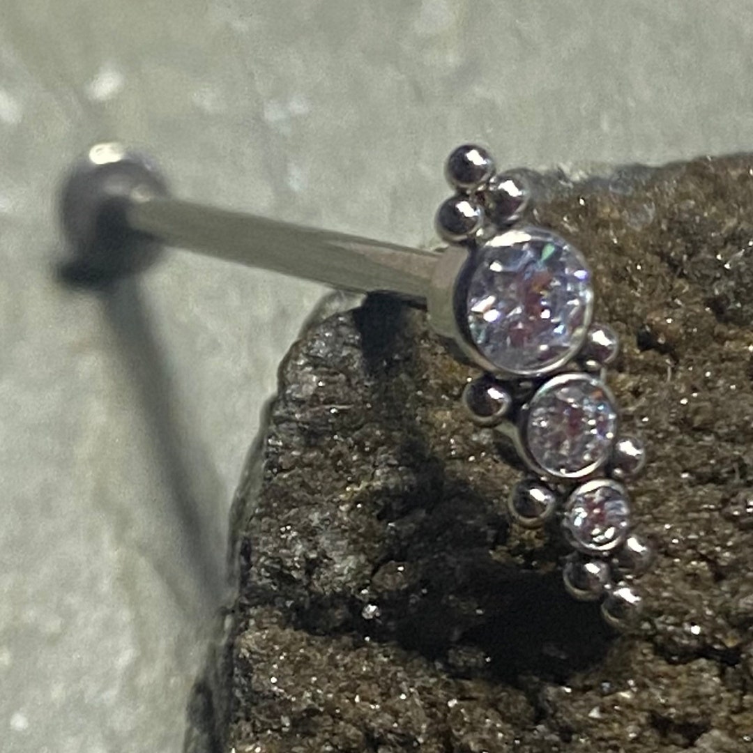 Crystal End Industrial Barbell Titanium INTERNAL THREAD 14G Scaffold - Etsy
