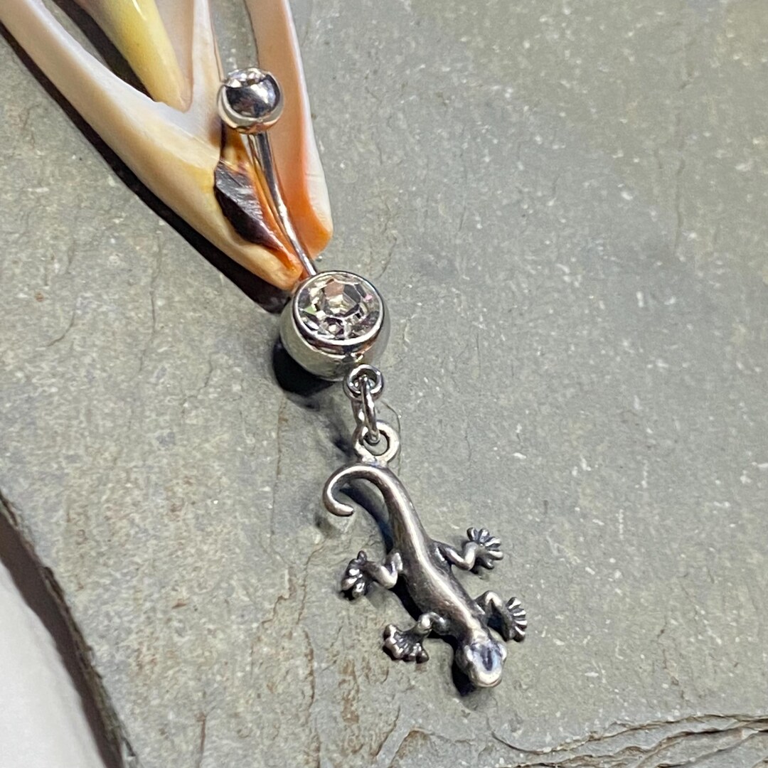 Belly Button Ring Sterling Silver Gekko Body Piercing Jewelry Belly ...