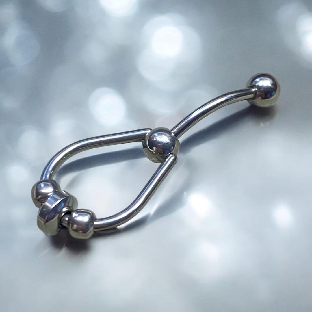 Beaded Silver Teardrop Slave Vertical Hood Piercing Barbell VCH 14G 12G ...