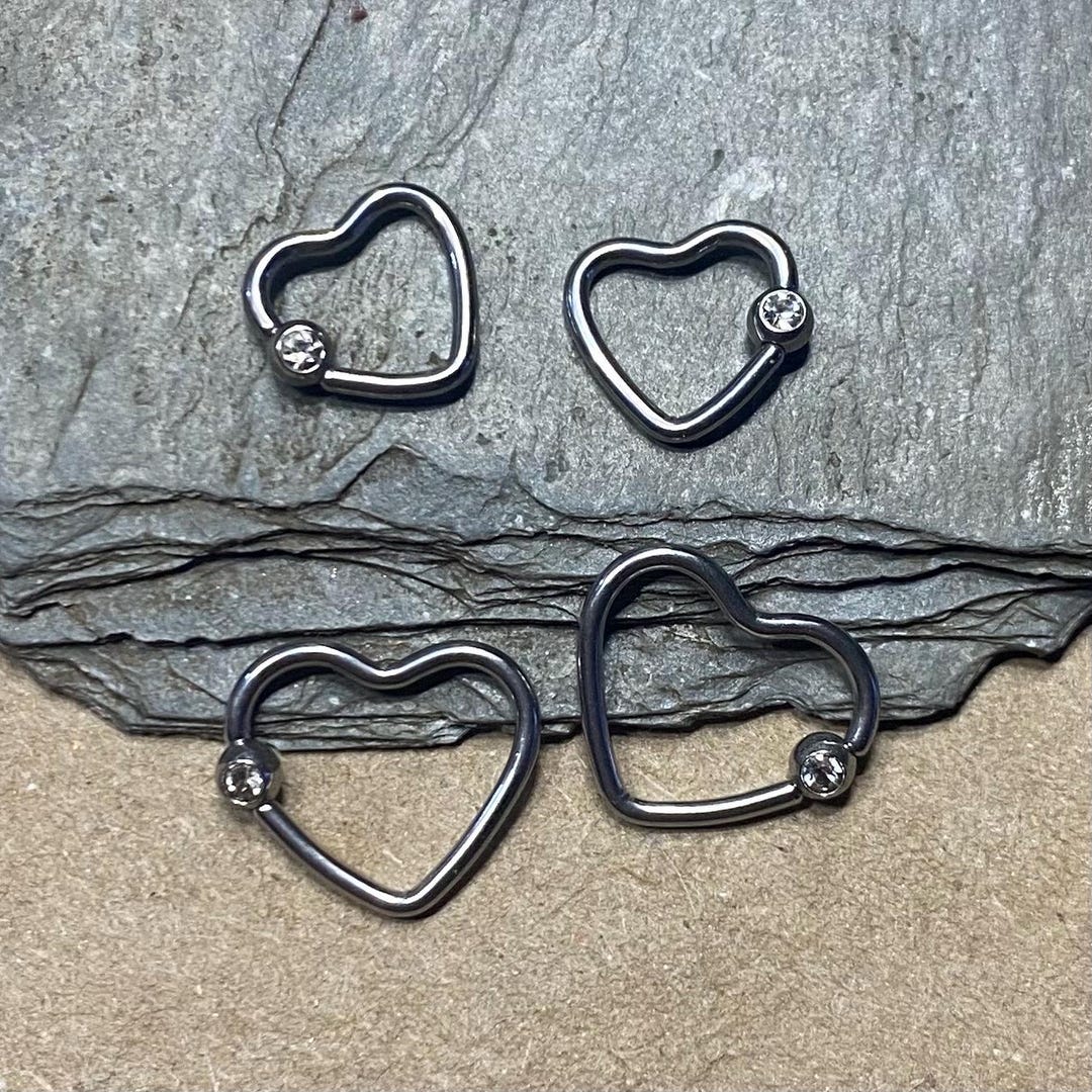 Crystal Heart Captive Hoop Ring 16G Daith Cartilage Rook Tragus Helix ...