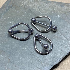Simple Silver Teardrop Slave Vertical Hood Piercing Barbell VCH 14G 12G ...