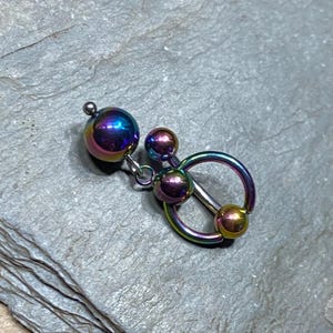 Rainbow Vertical Hood Piercing Barbell VCH 14G 12G 10G 8G Christina ...