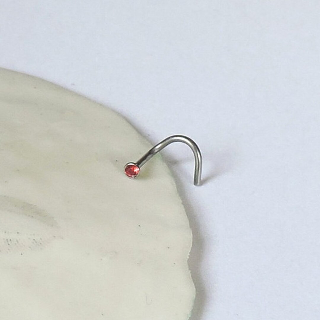 RUBY RED Crystal Nose Screw - L-shaped Pin 20G 18G Crystal Jewelry - Etsy
