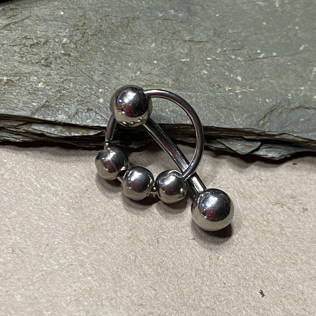 Vertical Hood Piercing Barbell 14G 12G 10G Slave Ring Style VCH Bar ...