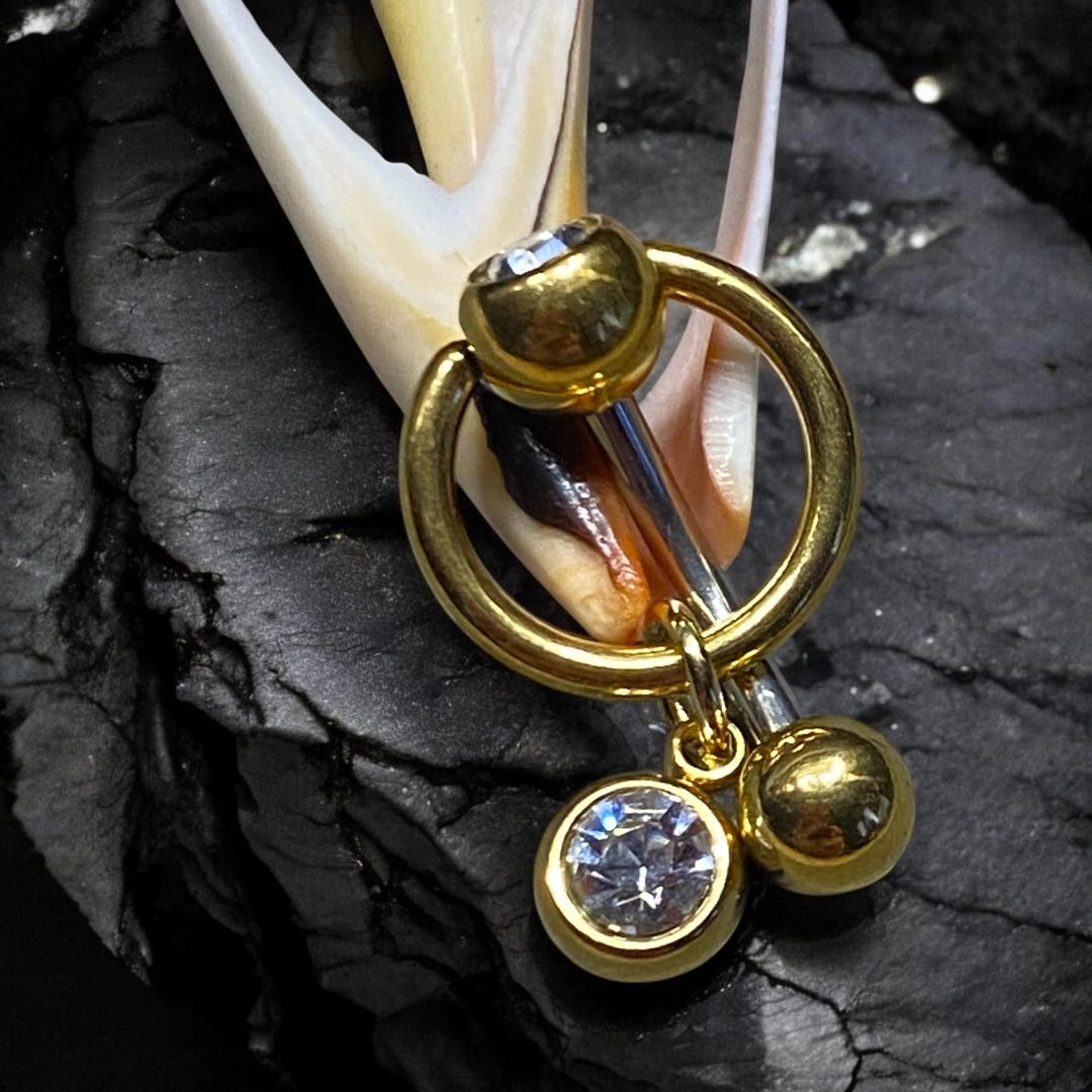 Gold Vertical Hood Piercing Barbell VCH 14G 12G 10G 8G Straight or ...