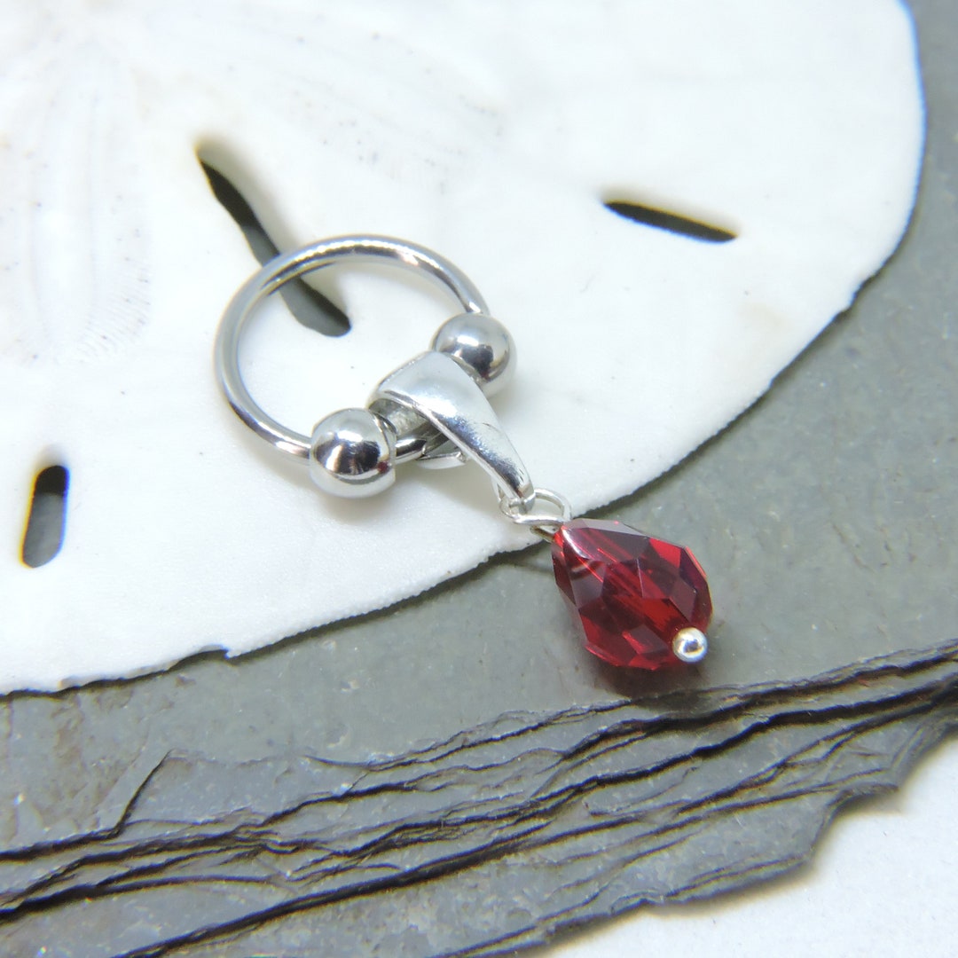 Horizontal Hood Captive Bead Ring 16G 14G HCH Bar Teardrop Swarovski ...