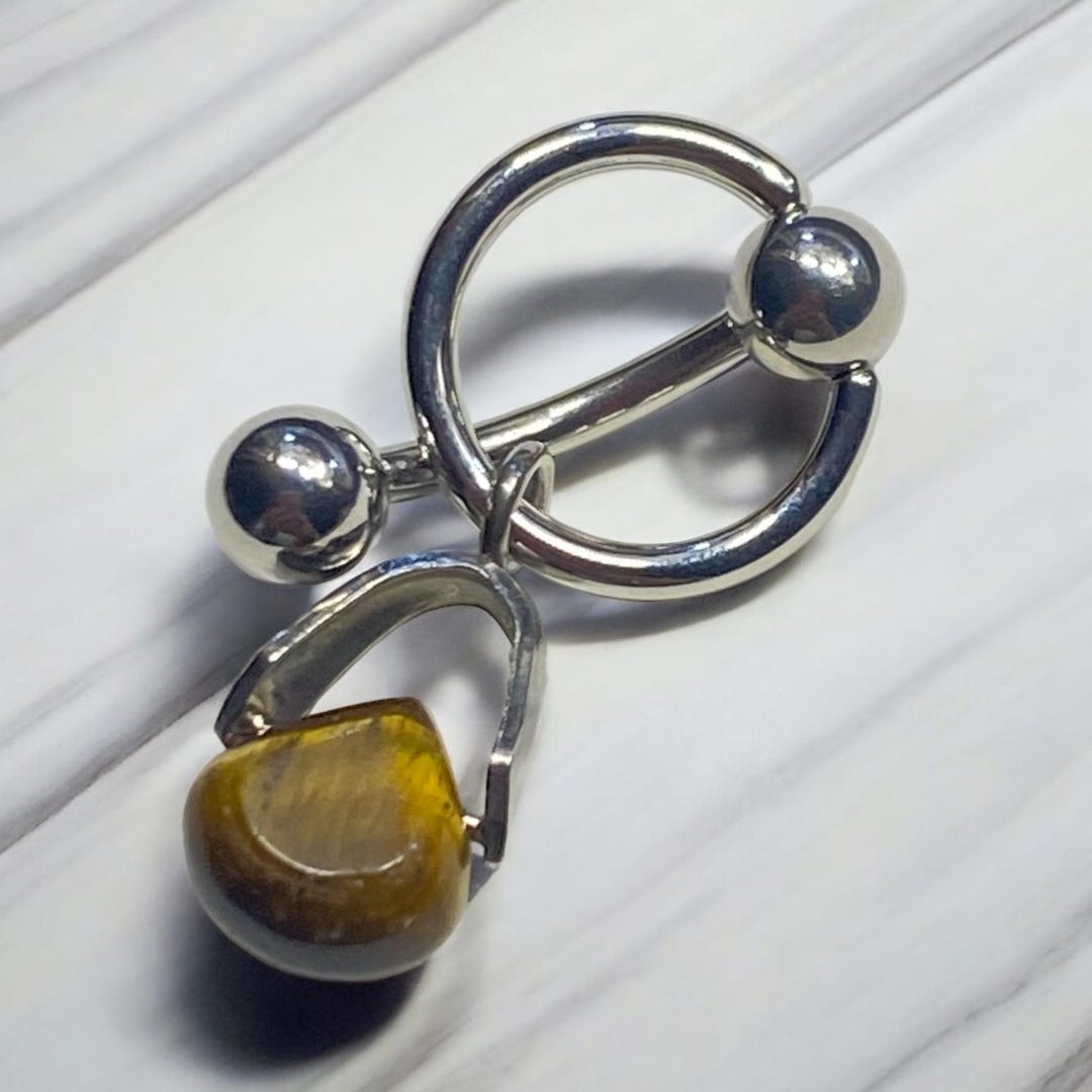 Piercing de capucha vertical con barra 14G, 12G, 10G Anillo de esclavo con aldaba de ojo de ...