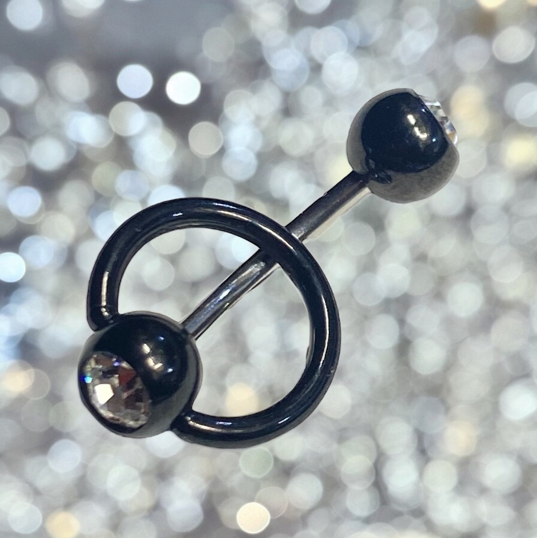 Black Crystal Prince Albert Barbell VCH 14G 12G 10G 8G Penile Piercing ...
