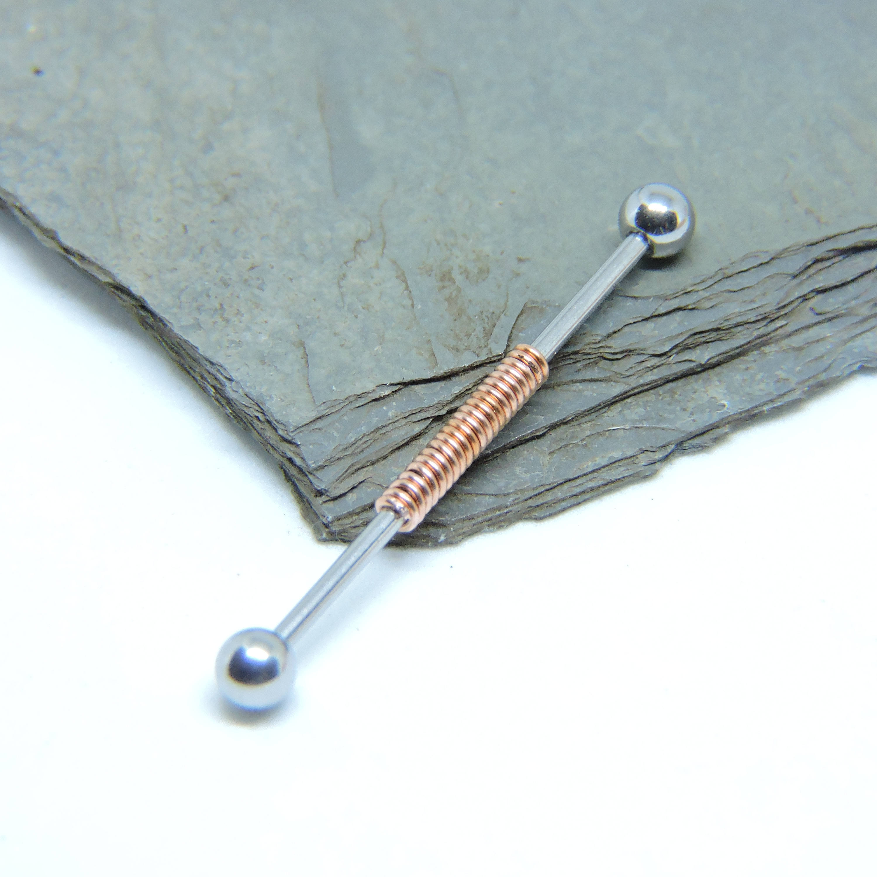 Industrial Barbell Wire Wrapped Industrial Piercing 16G or | Etsy