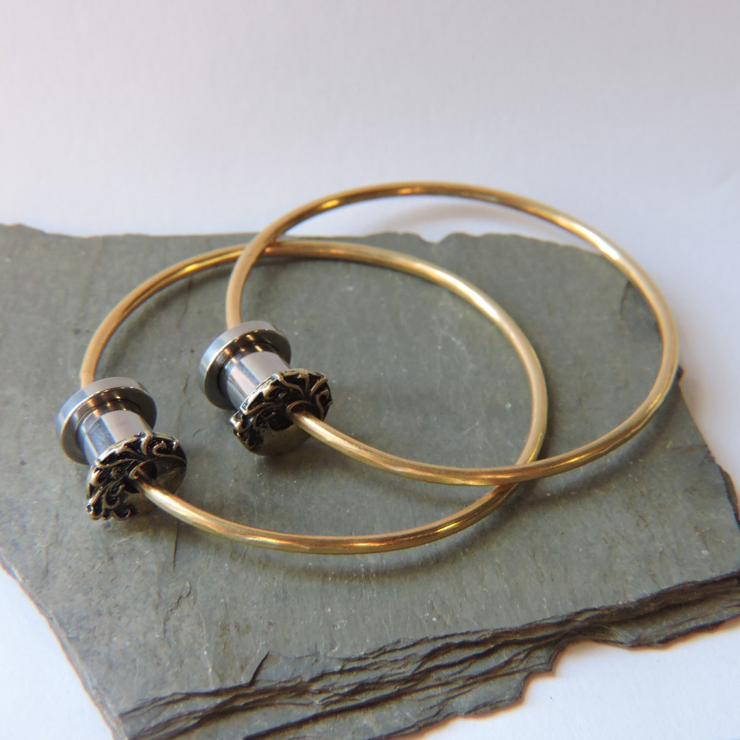 Burnished Gold Tribal Fancy Wave Screw Fit Plugs SET of 2 - Etsy