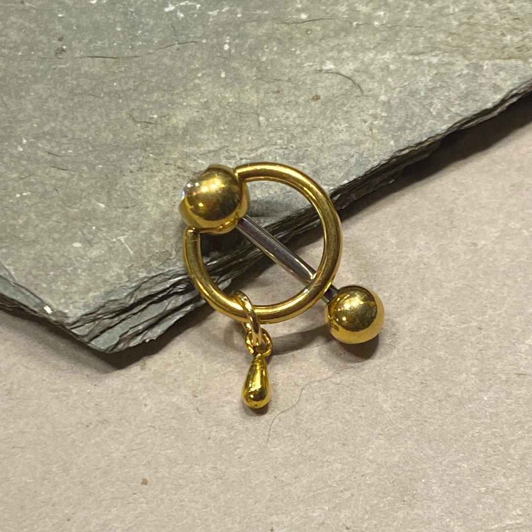 Gold Vertical Hood Barbell VCH 14G 12G 10G 8G Bar Teardrop Christina ...