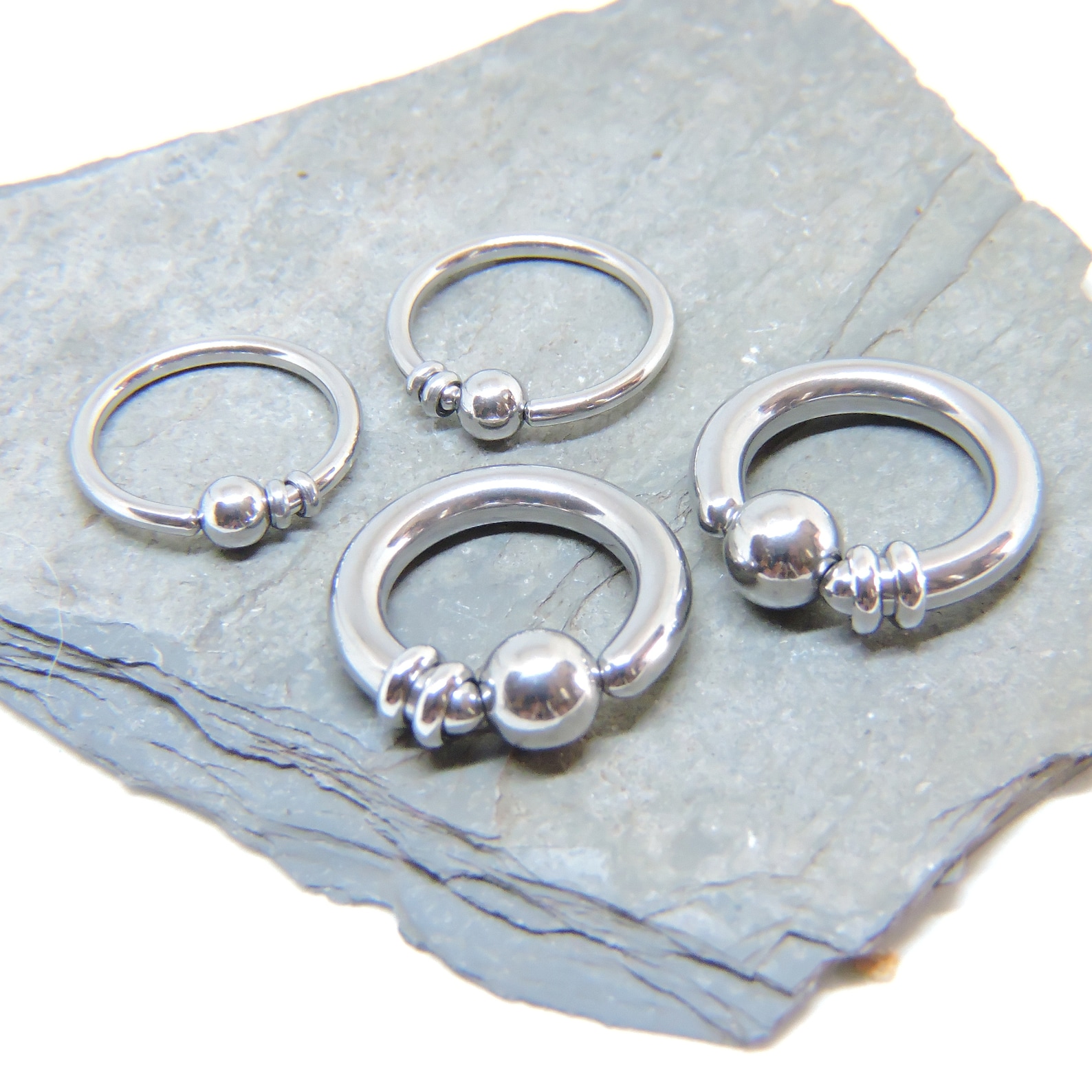 Nipple Rings SET of 2 Simple Plain Bead Captive Ring CBR - Etsy