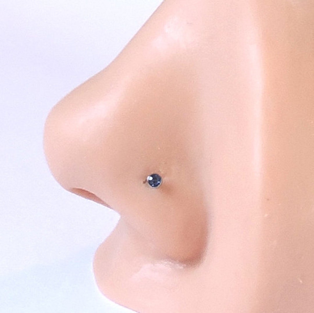 Nose Ring Simple BLUE Crystal Nose Screw L-shaped Nose Pin 20 or 18 ...