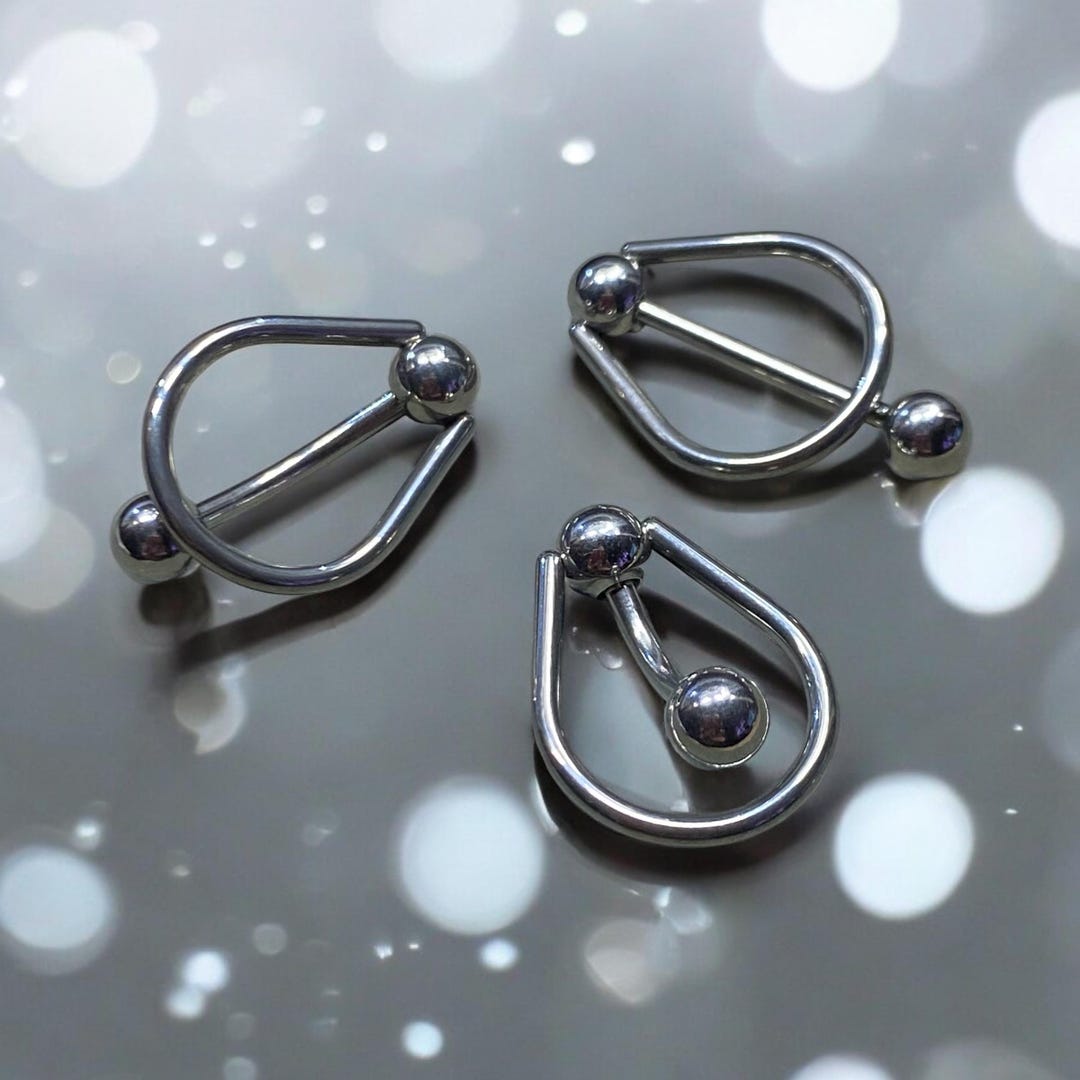 Simple Silver Teardrop Slave Vertical Hood Piercing Barbell VCH 14G 12G ...