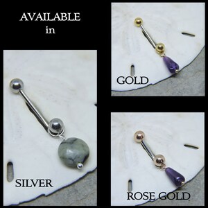 Vertical Hood Piercing Barbell 16G 14G 12G VCH Labradorite Silver or ...