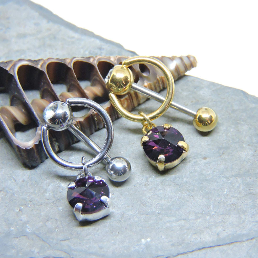 Vertical Hood Piercing Barbell VCH - 14G 12G 10G Straight or Curved Bar ...