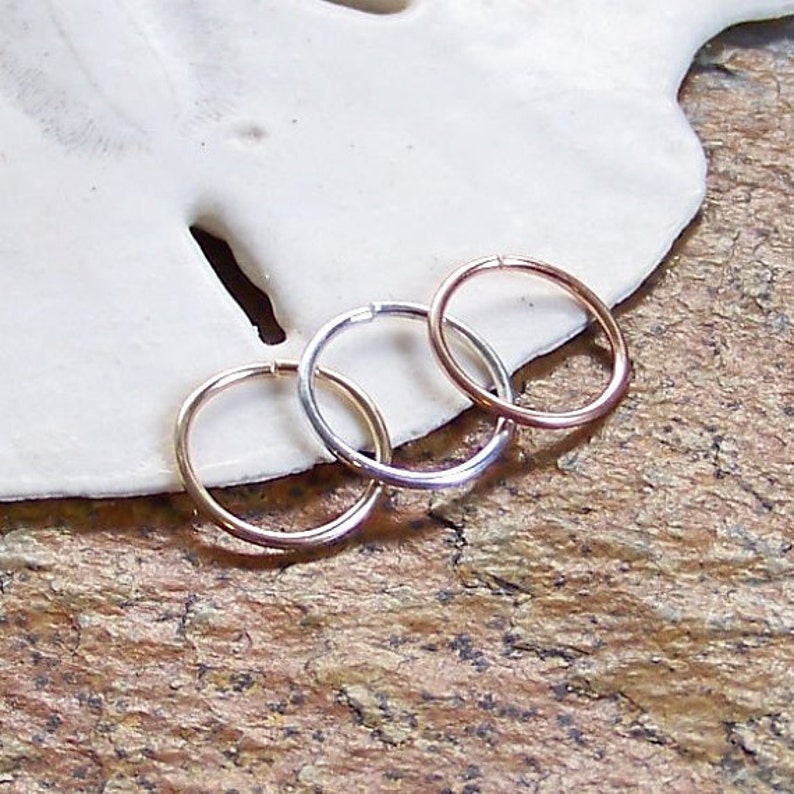 Endless Hoop Nose Ring 18 Gauge 8mm or 10mm Sterling | Etsy