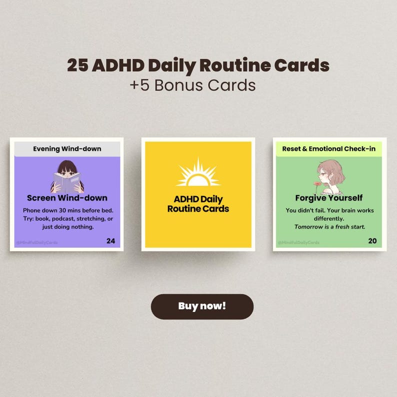 ADHD Daily Routine Cards | Visual Schedule for Adults (PDF Download) - Etsy
