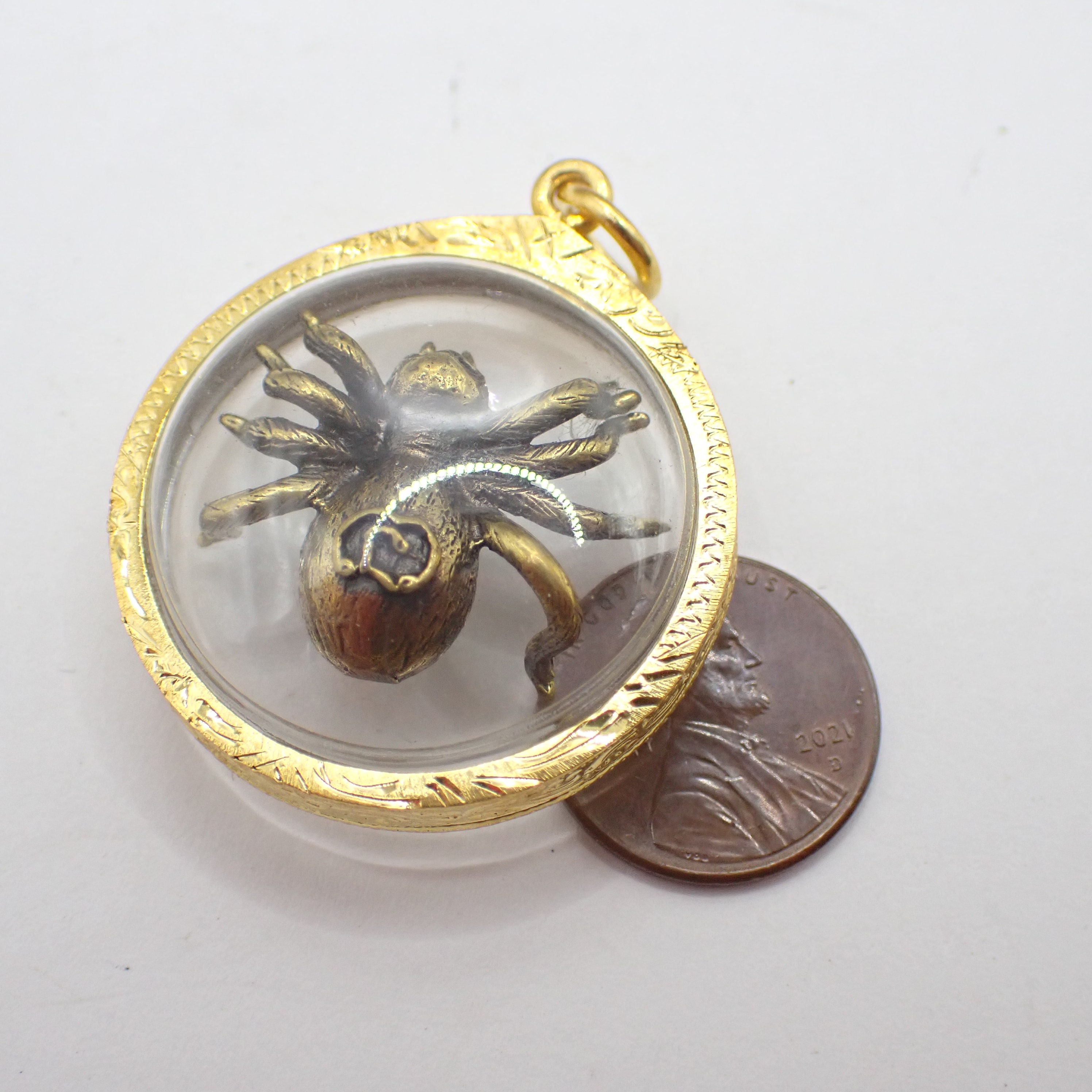 Thai Metal SPIDER Amulet Pendant Thailand Buddhist Bead Asian Estate ...