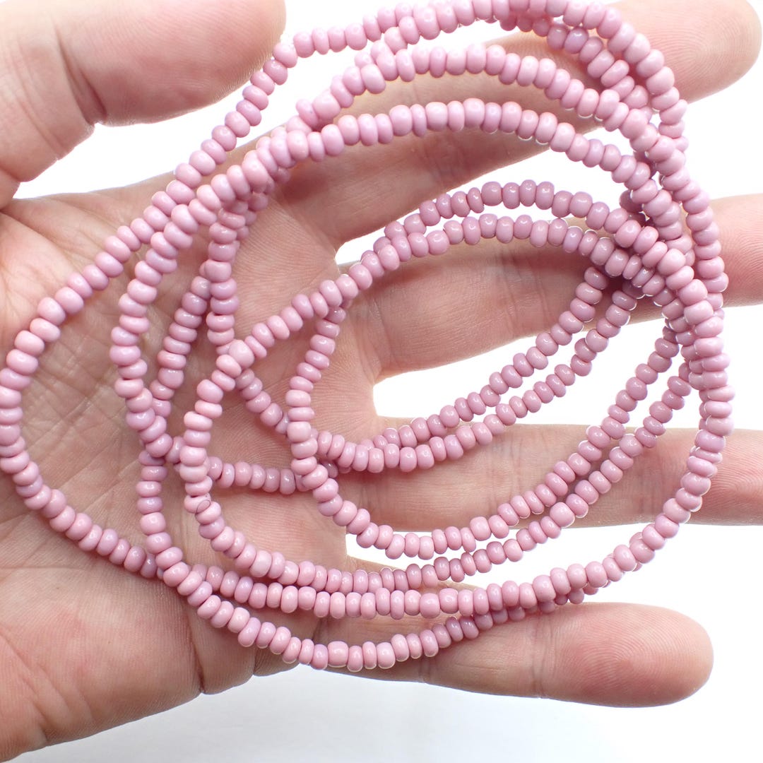 28” Lovely Cheyenne Pink Venetian Glass Seed Spacer Trade Beads African ...
