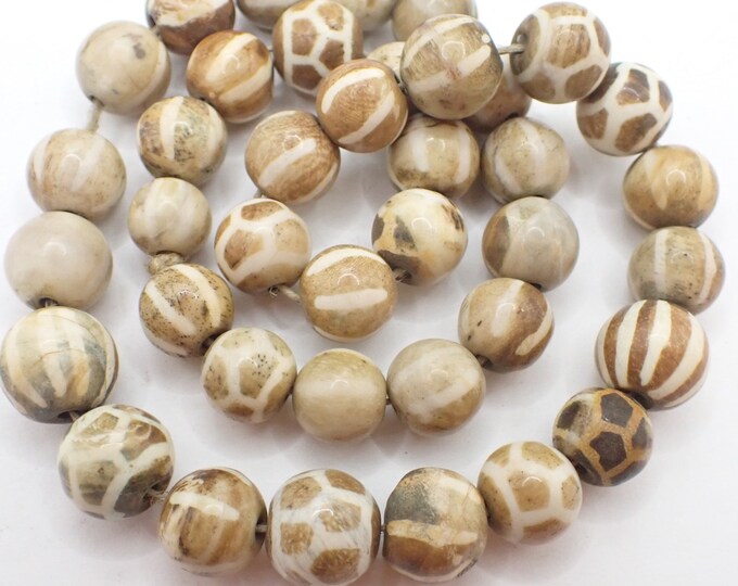 20" Handmade Pumtek Style Batik Bone Tribal Beads Myanmar Burma Water ...