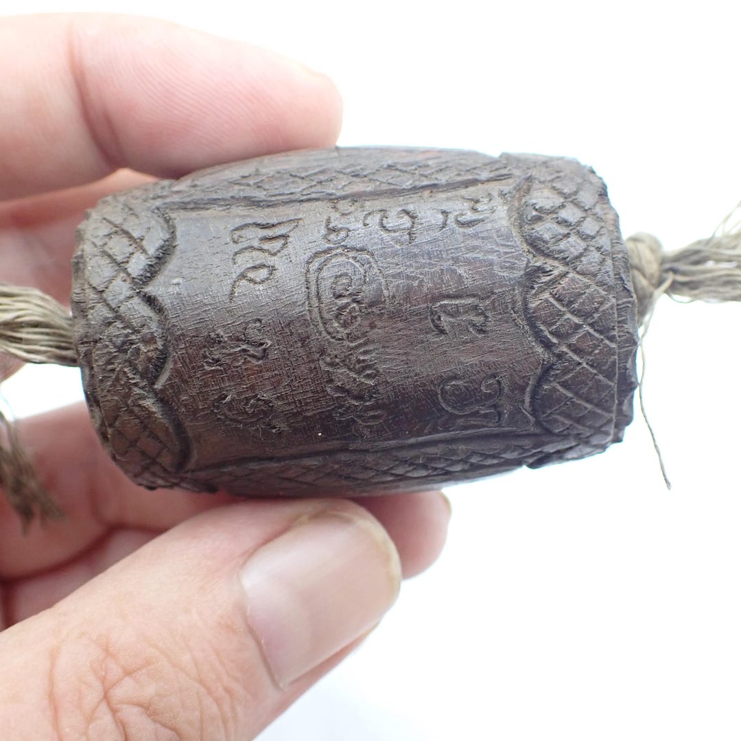 Large WOOD PRAYER BEAD Buddhist Thai Asian Monk Hand Carved Trade Old ...