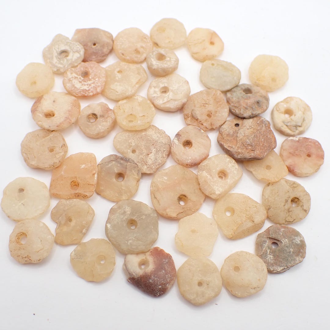 40 Pcs Ancient NEOLITHIC QUARTZ Stone Disc Beads Old African Trade ...
