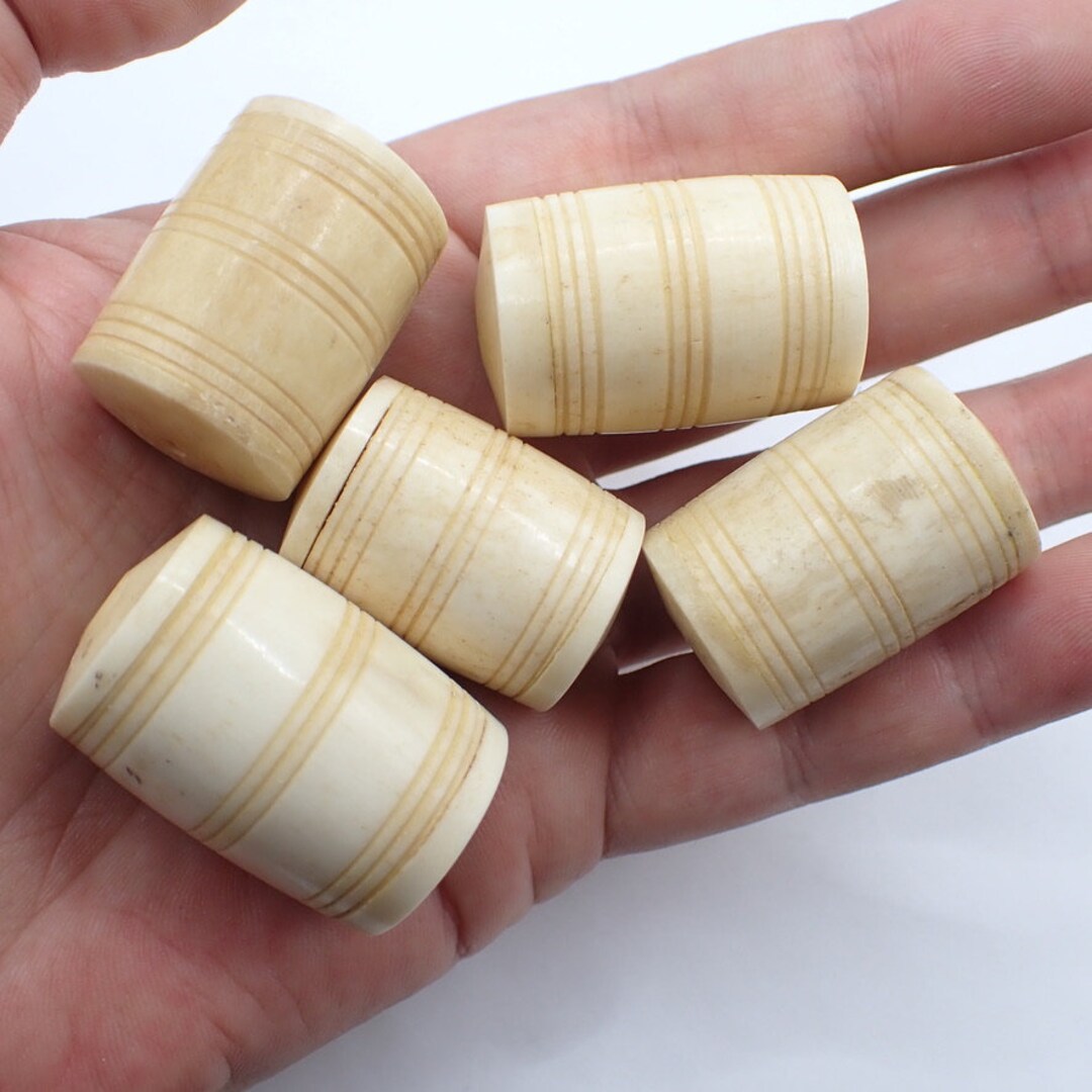 5 Pcs Matched Handmade Turned Cattle Bone Barrel Focal Trade Beads ...