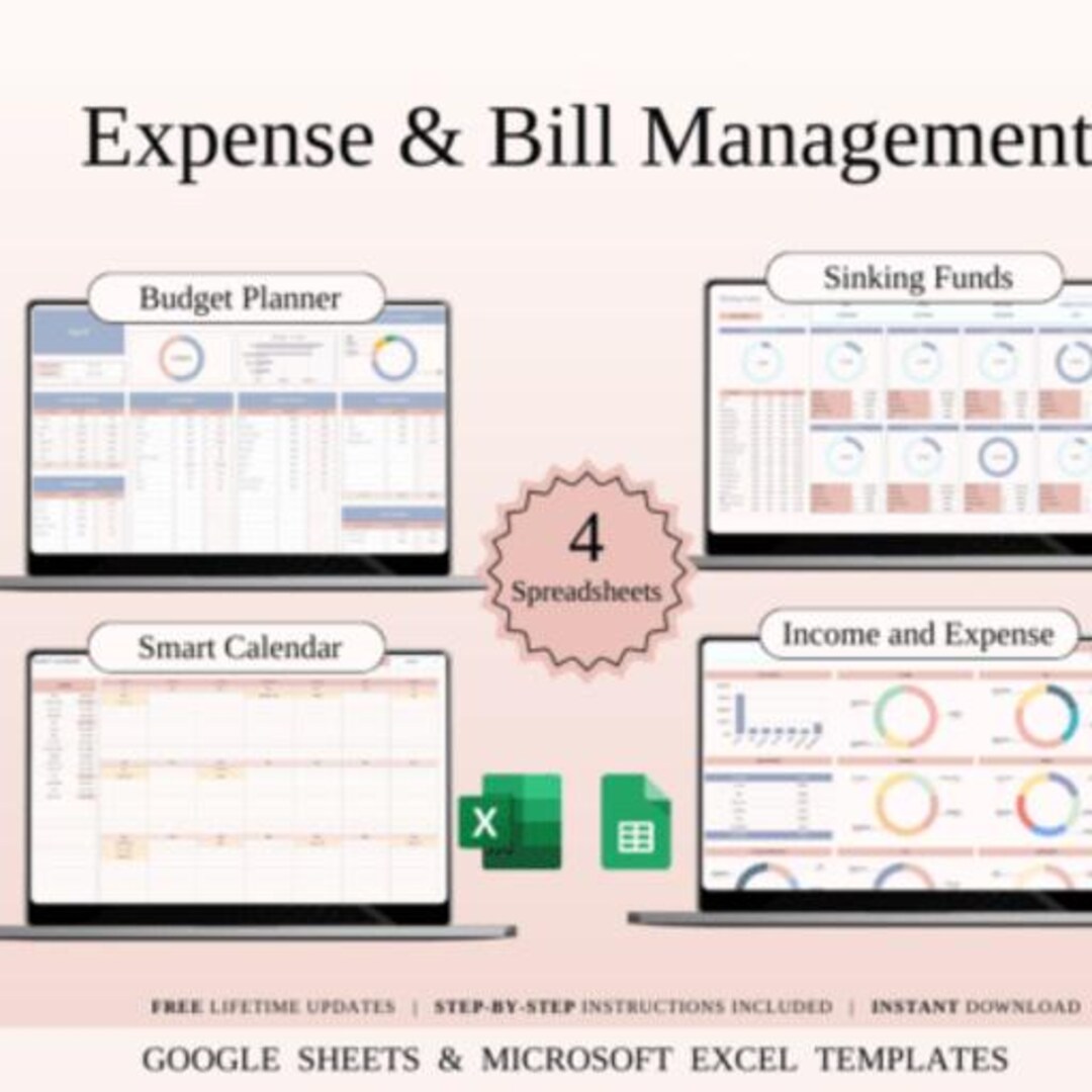 Expense and Bill Management Bundle Excel, Budget Planner, Income ...