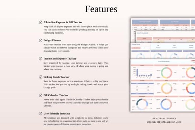 Expense and Bill Management Bundle Excel, Budget Planner, Income ...