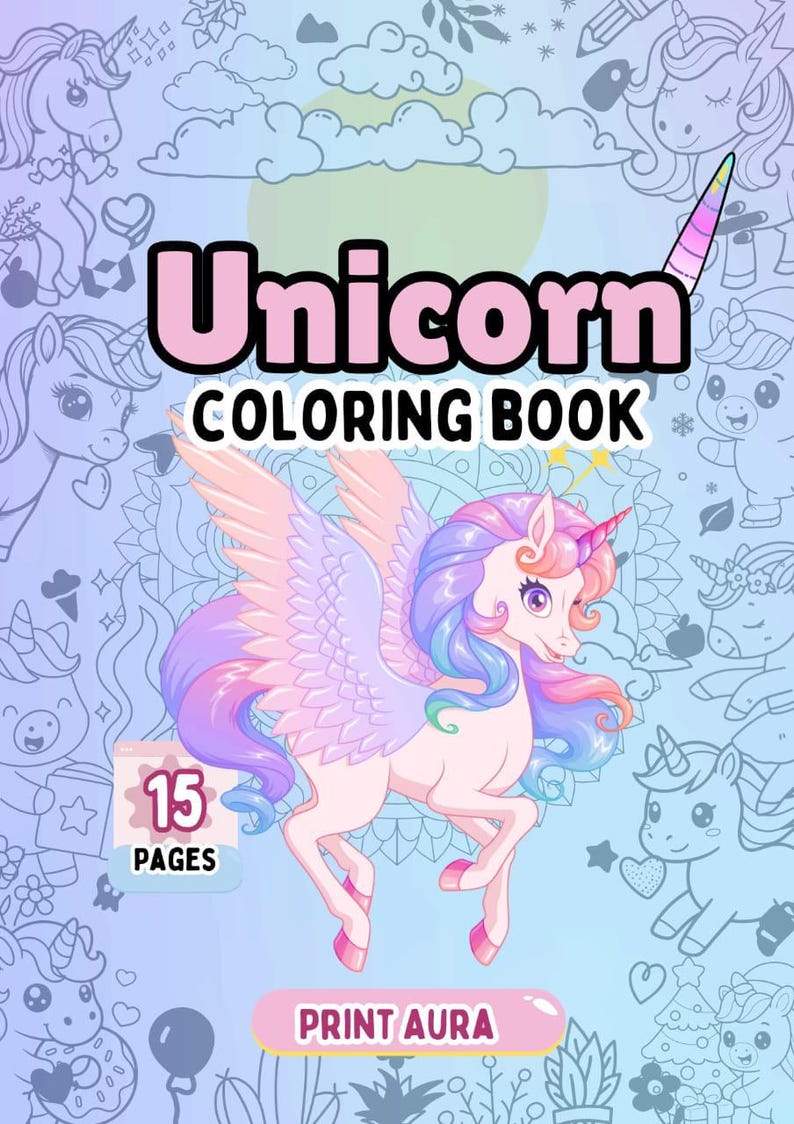 Unicorn Coloring Book for Kids | 15 Pages Printable PDF | Toddler ...