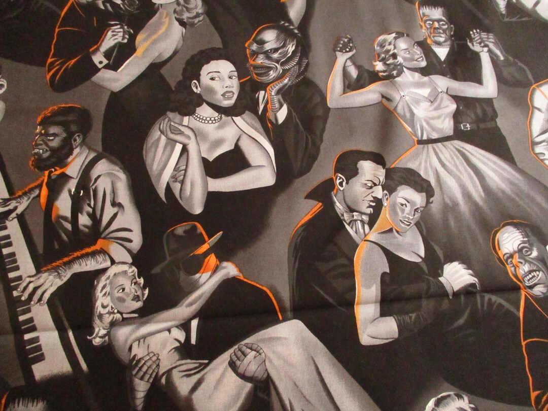 1 Yard Scream Date - Midnight Background Alexander Henry Fabric - Etsy