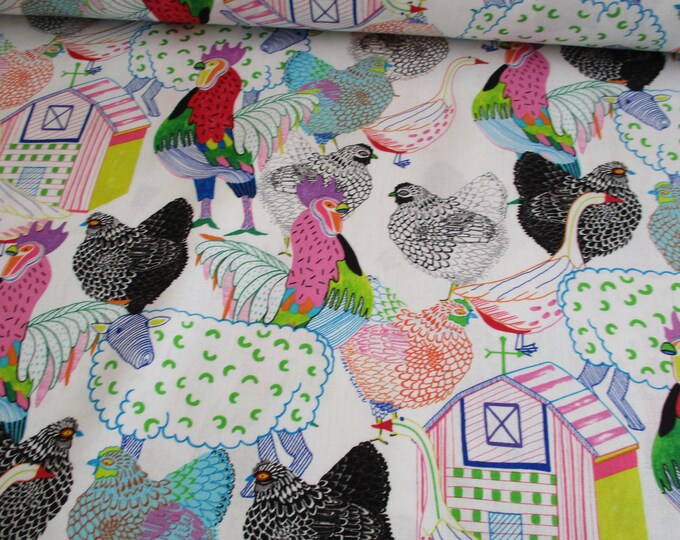 1 Yard Rainbow Roost Natural Background Alexander Henry Fabric 8989A - Etsy